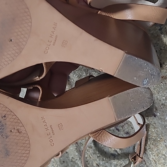 Cole Haan | Shoes | Cole Han Marietta Tan Leather Wedge Ssndals Size Us ...